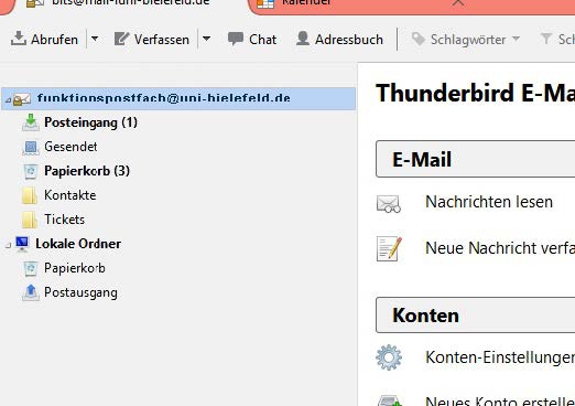 Persönliches Postfach in Thunderbird einbinden - Universität Bielefeld